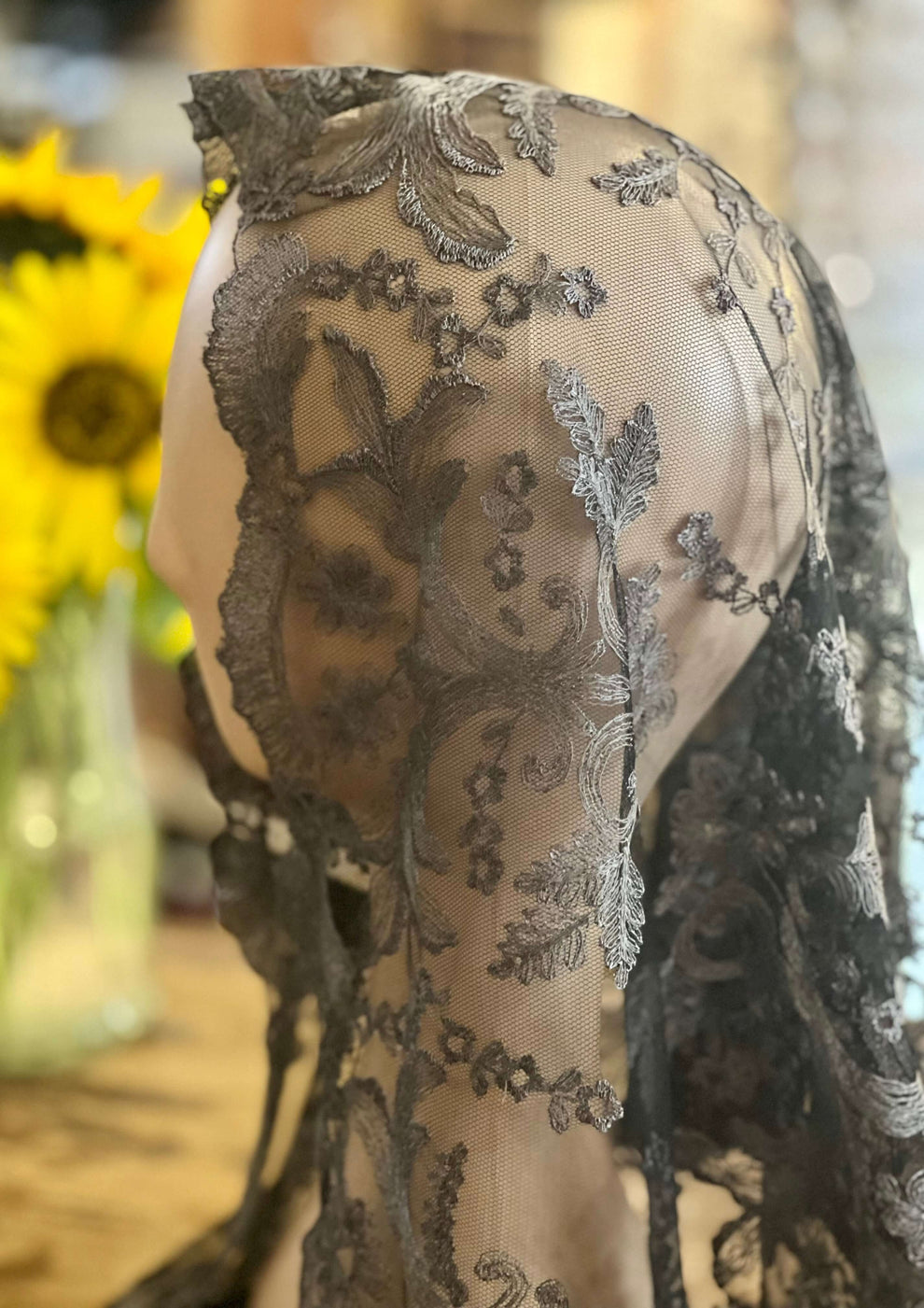 Mercy Grey on Black Chapel Veil Mantilla – Soul Supply