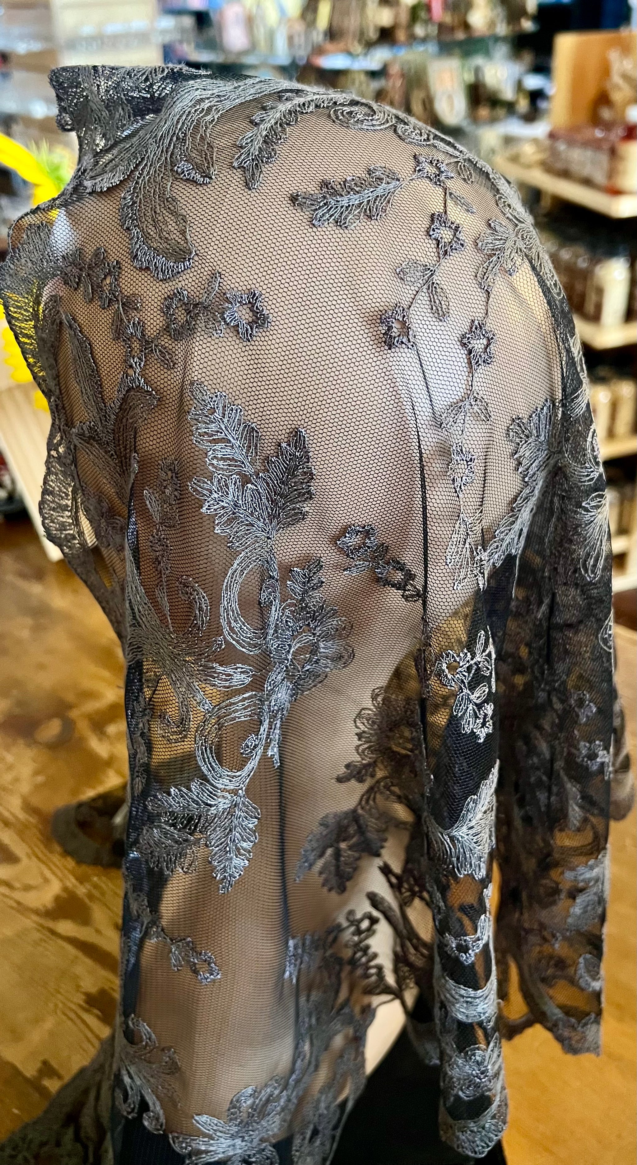 Mercy Grey on Black Chapel Veil Mantilla – Soul Supply