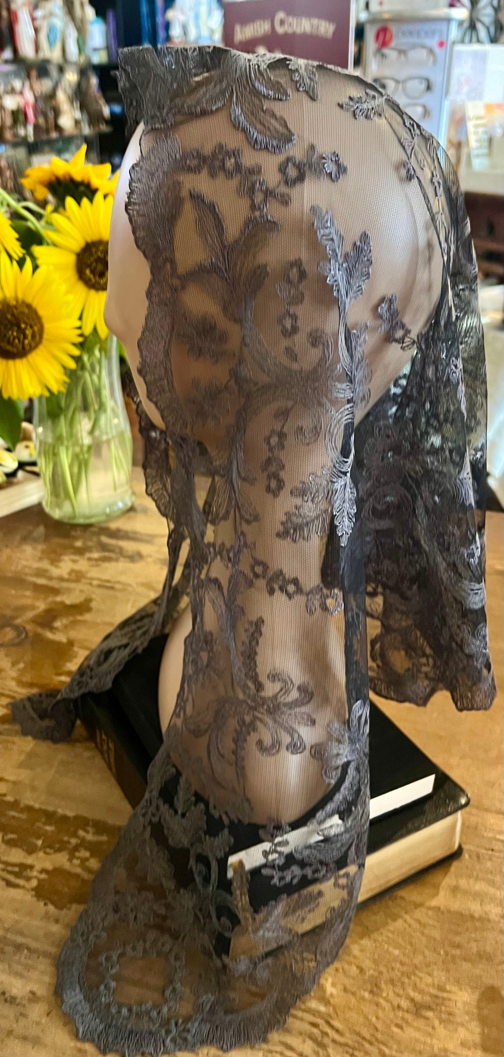 Mercy Grey on Black Chapel Veil Mantilla – Soul Supply